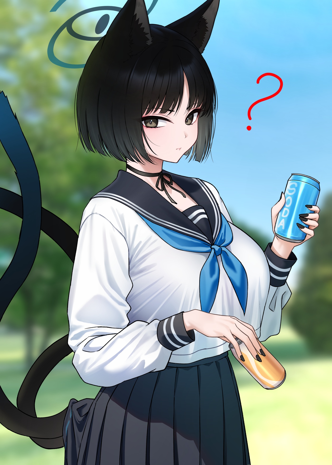 solar (happymonk) blue archive kiryuu kikyou animal ears halo nekomimi seifuku tail | #1146146 ...